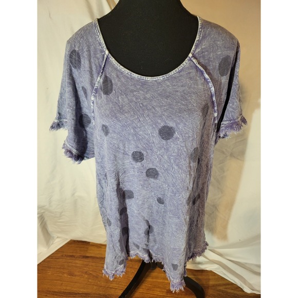 Jess & Jane | Tops | Jess Jane Size Xl Mineral Wash Polka Dot Raw Hem ...
